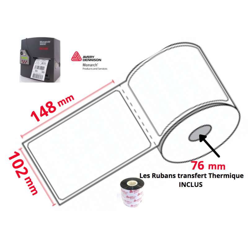 Étiquette Blanche velin 102x148 Imprimante Paxar Avery Dennison Monach