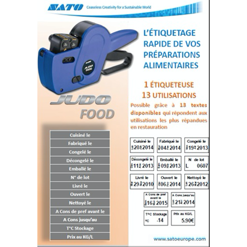 SATO JUDO Etiqueteuse FOOD 26x16 mm restaurant ALIMENTAIRE CUISINE
